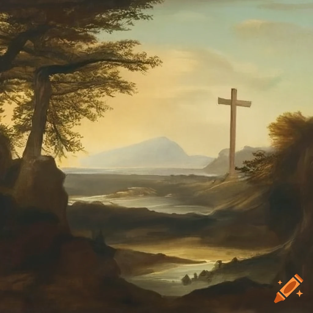 Landscape with a cross on Craiyon