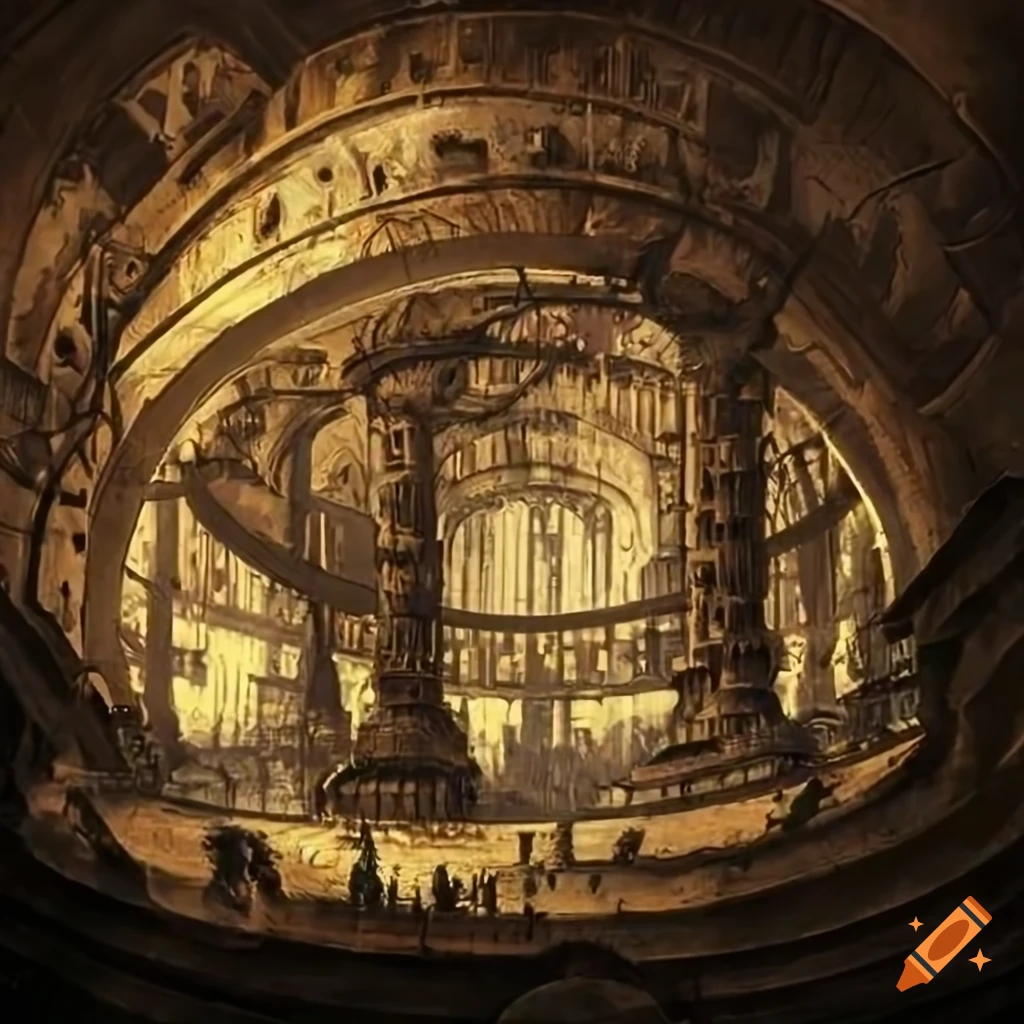 Steampunk fantasy city with circular structures on Craiyon