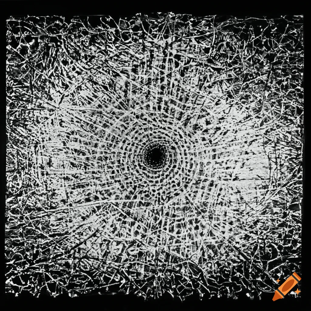 Black and white experimental photograph of light and machines