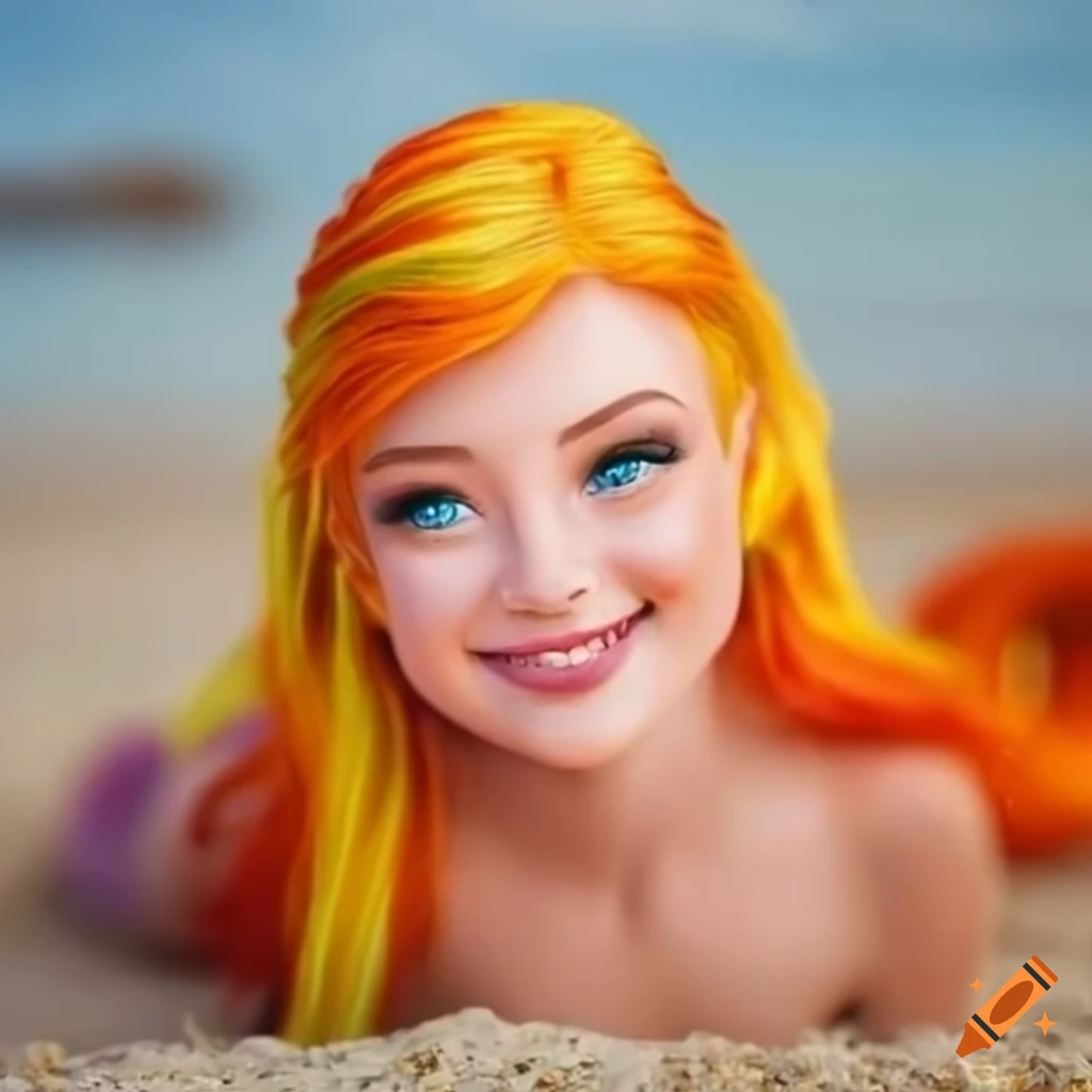 Fantasy mermaid princess on the beach on Craiyon