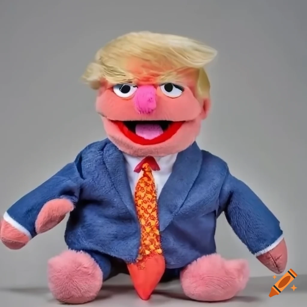 Plush doll of donald trump as a sesame street character on Craiyon