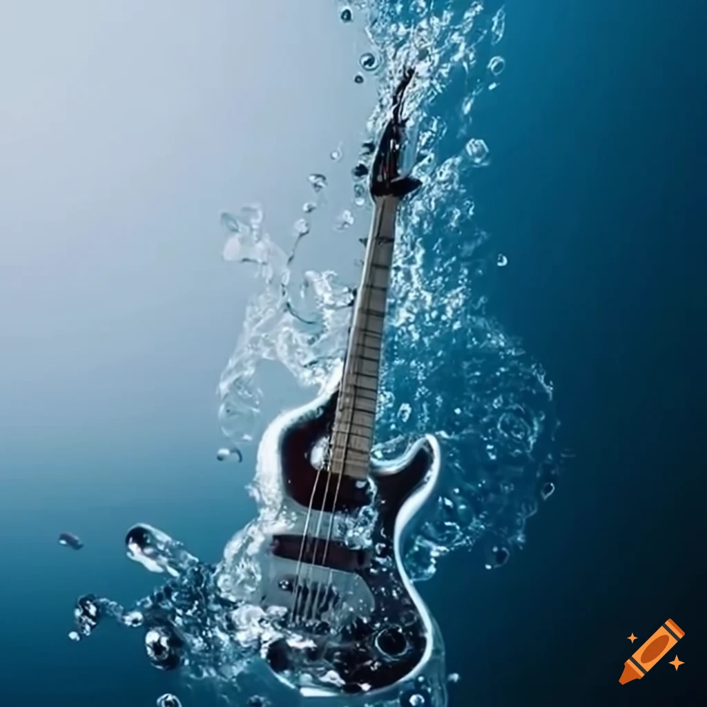 Bass-guitar falling into water