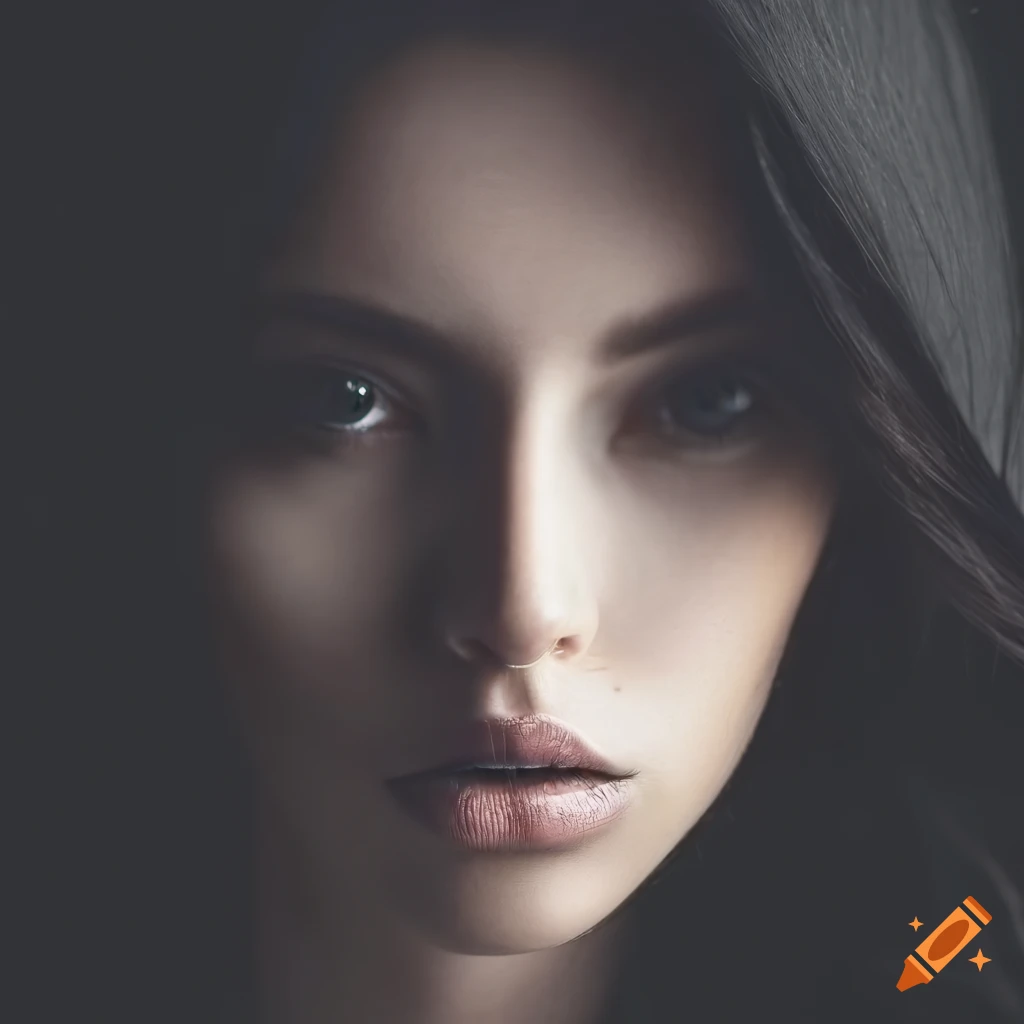 Close-up of a captivating female model on Craiyon