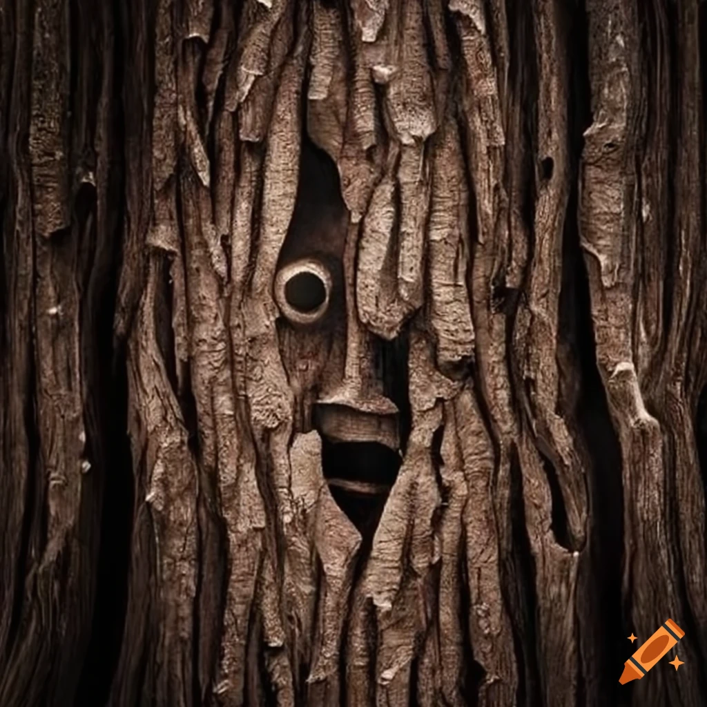 Bark texture with hidden faces on Craiyon