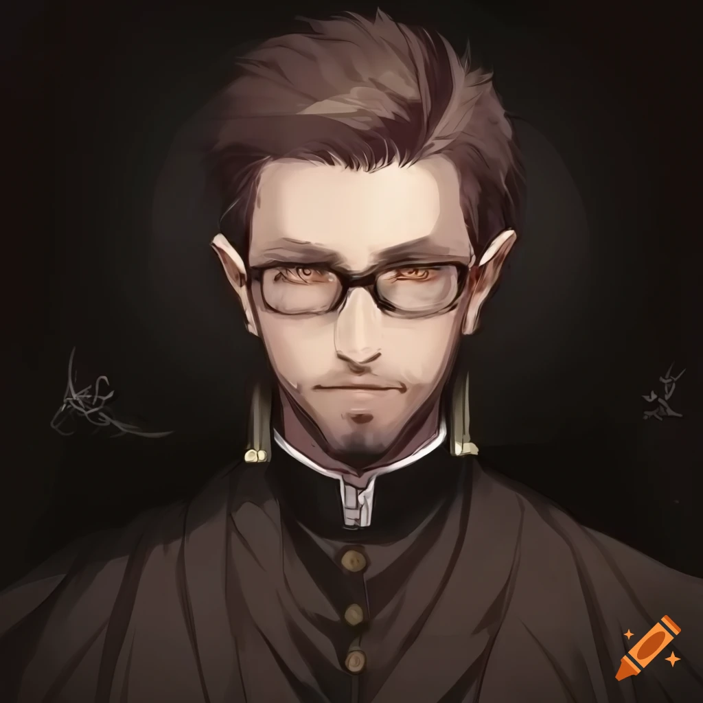 Anime style depiction of a mysterious male priest on Craiyon