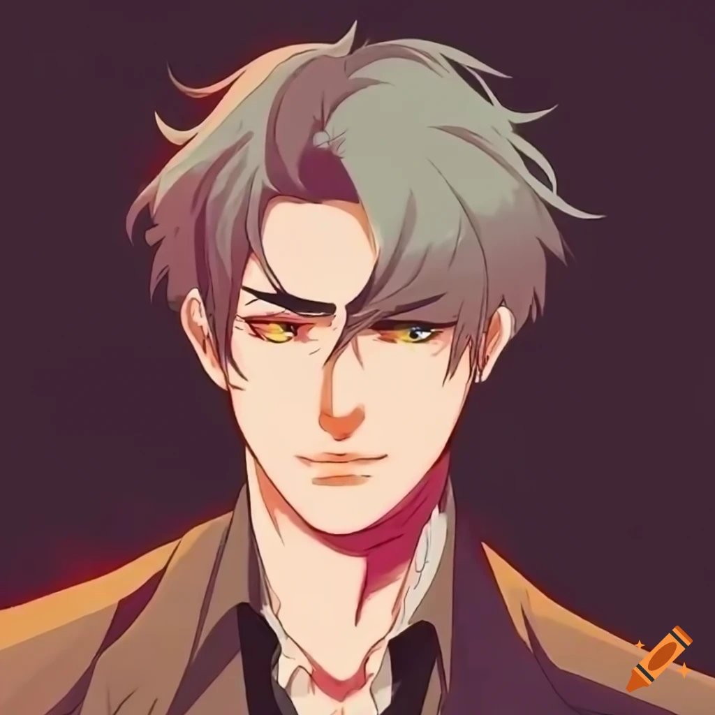 Brooding male character with short hair in anime style on Craiyon