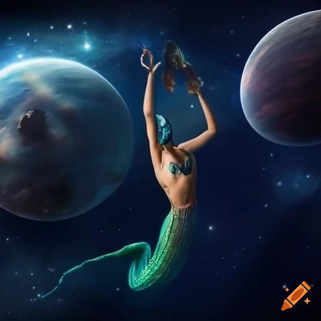 Mermaids In Outer Space Curled Mermaid Statue