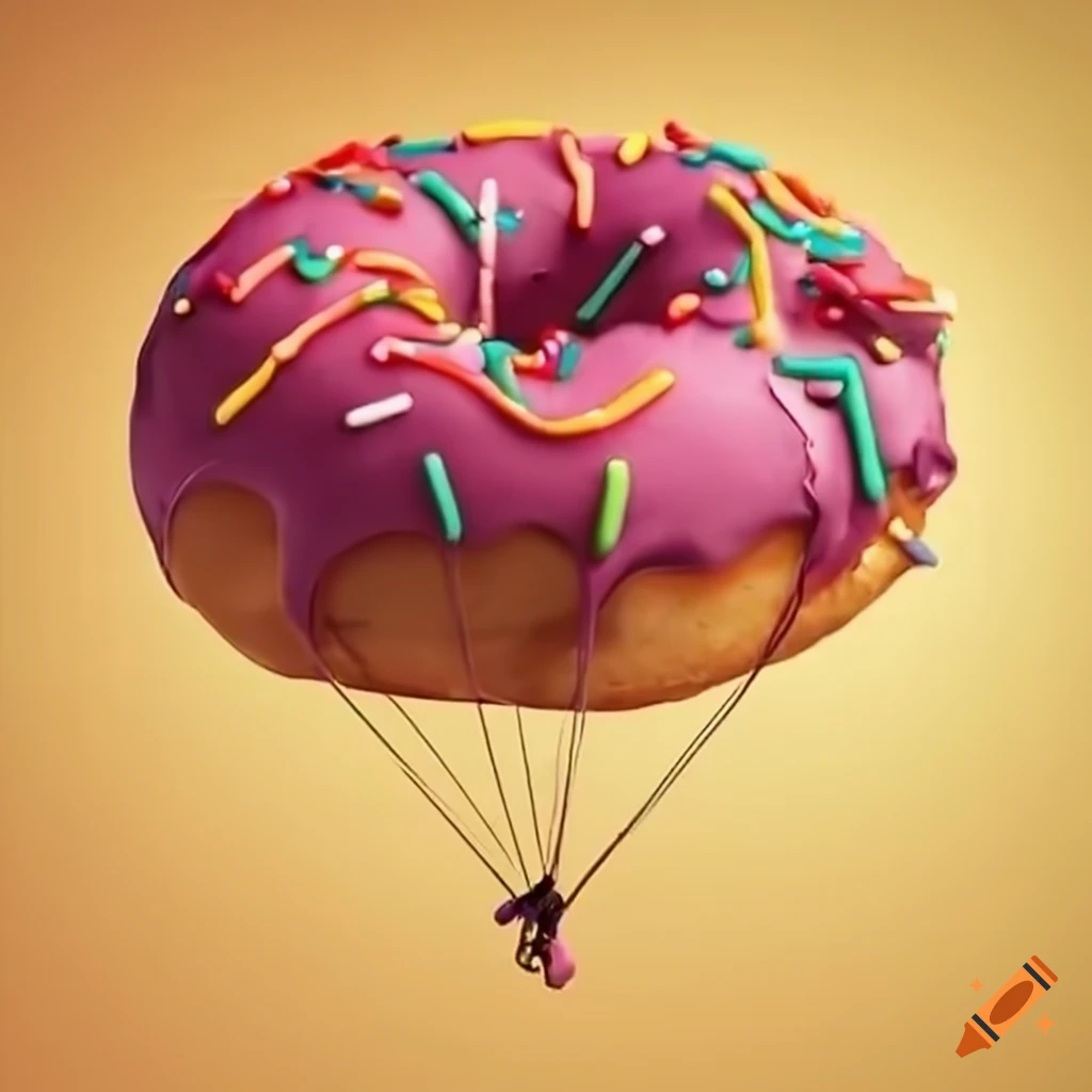 Funny donut with a parachute on Craiyon