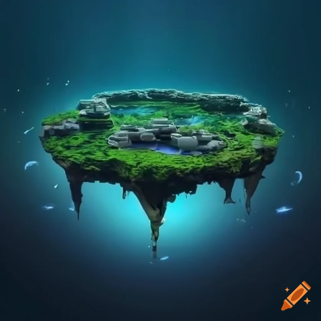 Artistic depiction of a floating astral island with a bright light on ...