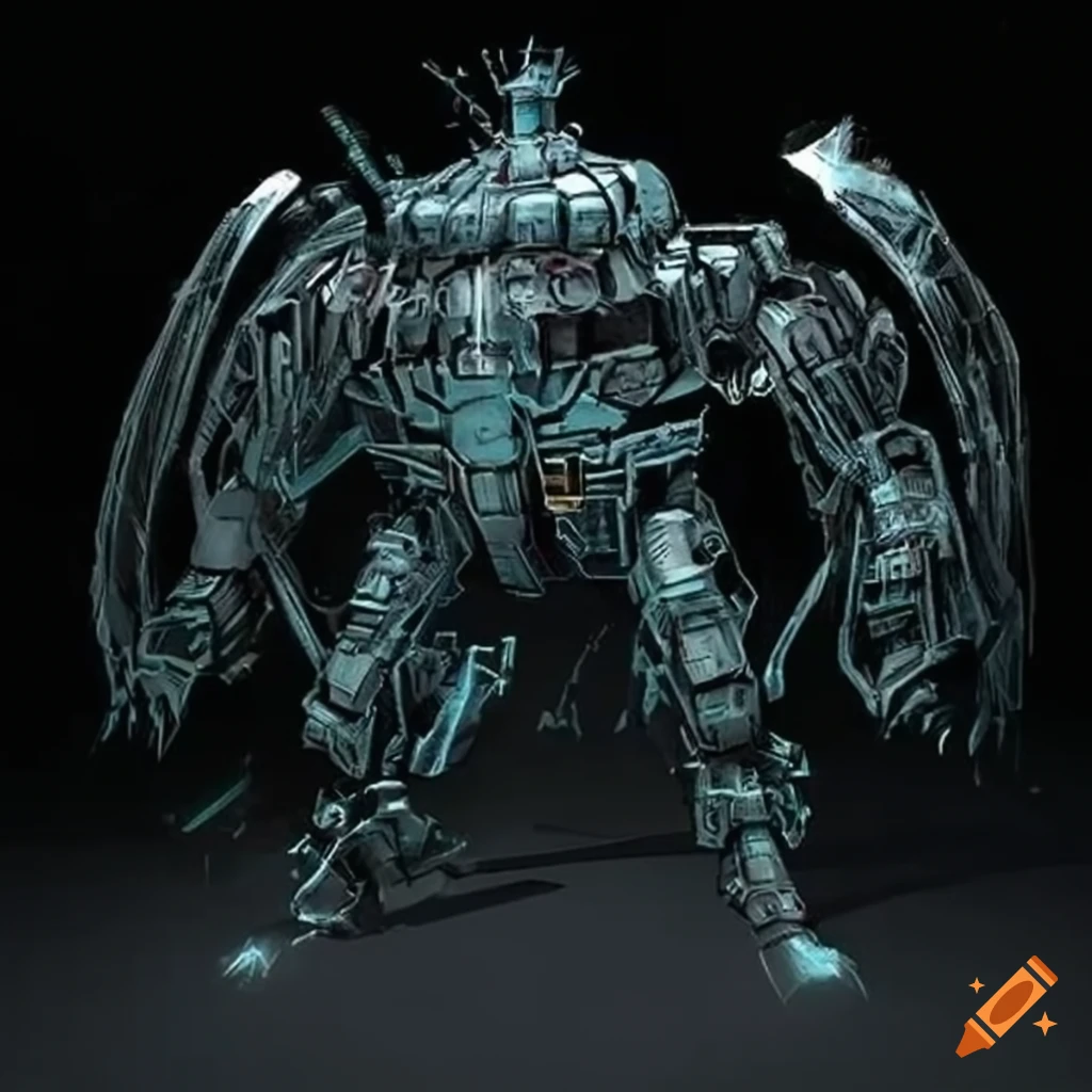 Artwork of a mecha made from oceanliner on Craiyon