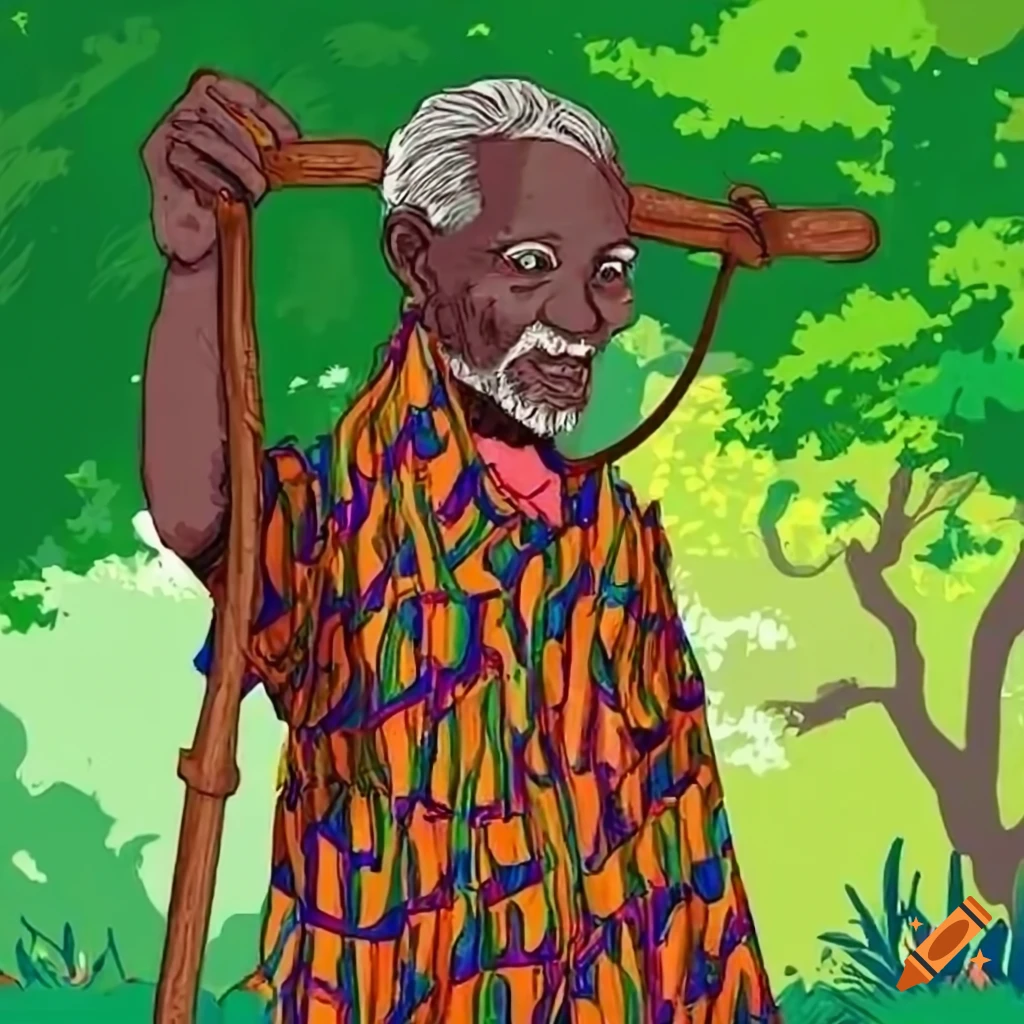 Portrait of a well-dressed African man with a walking stick on Craiyon