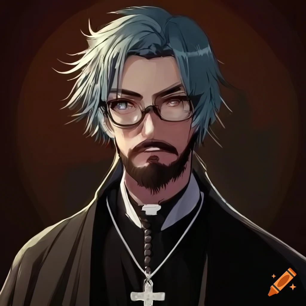 2d anime style male priest with a mysterious aura on Craiyon