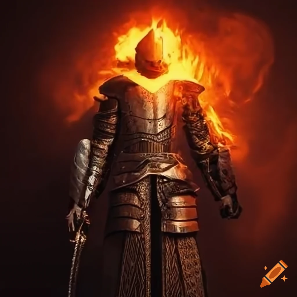 Image of a fire knight on Craiyon
