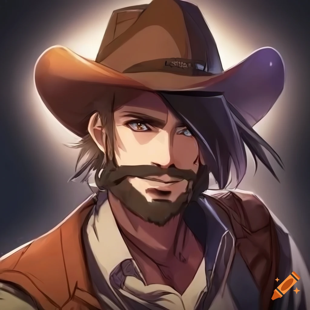 2d anime-style drawing of a mysterious cowboy on Craiyon