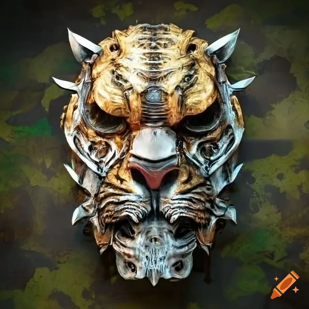 Biomechanical tiger steampunk death mask artwork on Craiyon