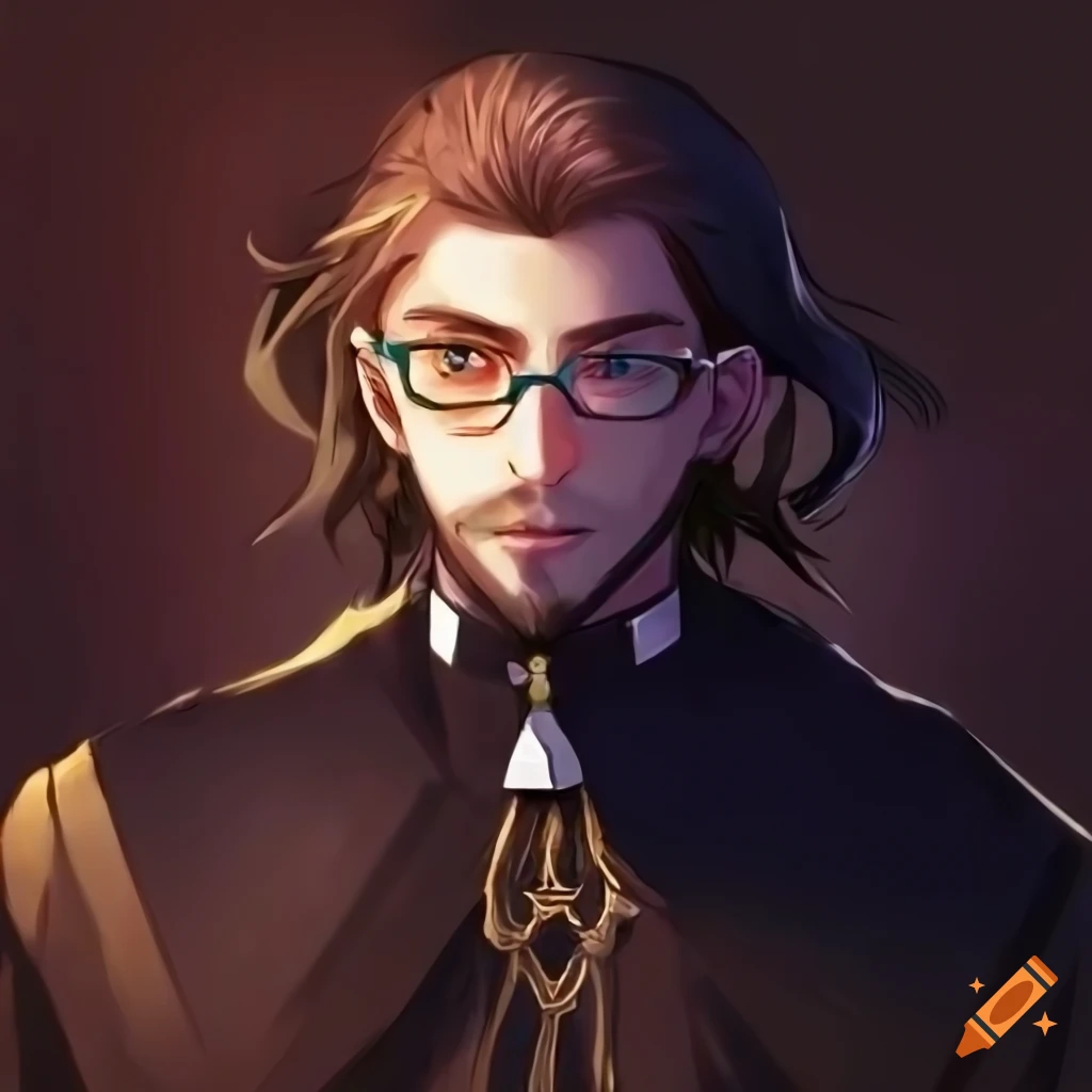 Anime Style Portrait Of A Mysterious Male Priest On Craiyon