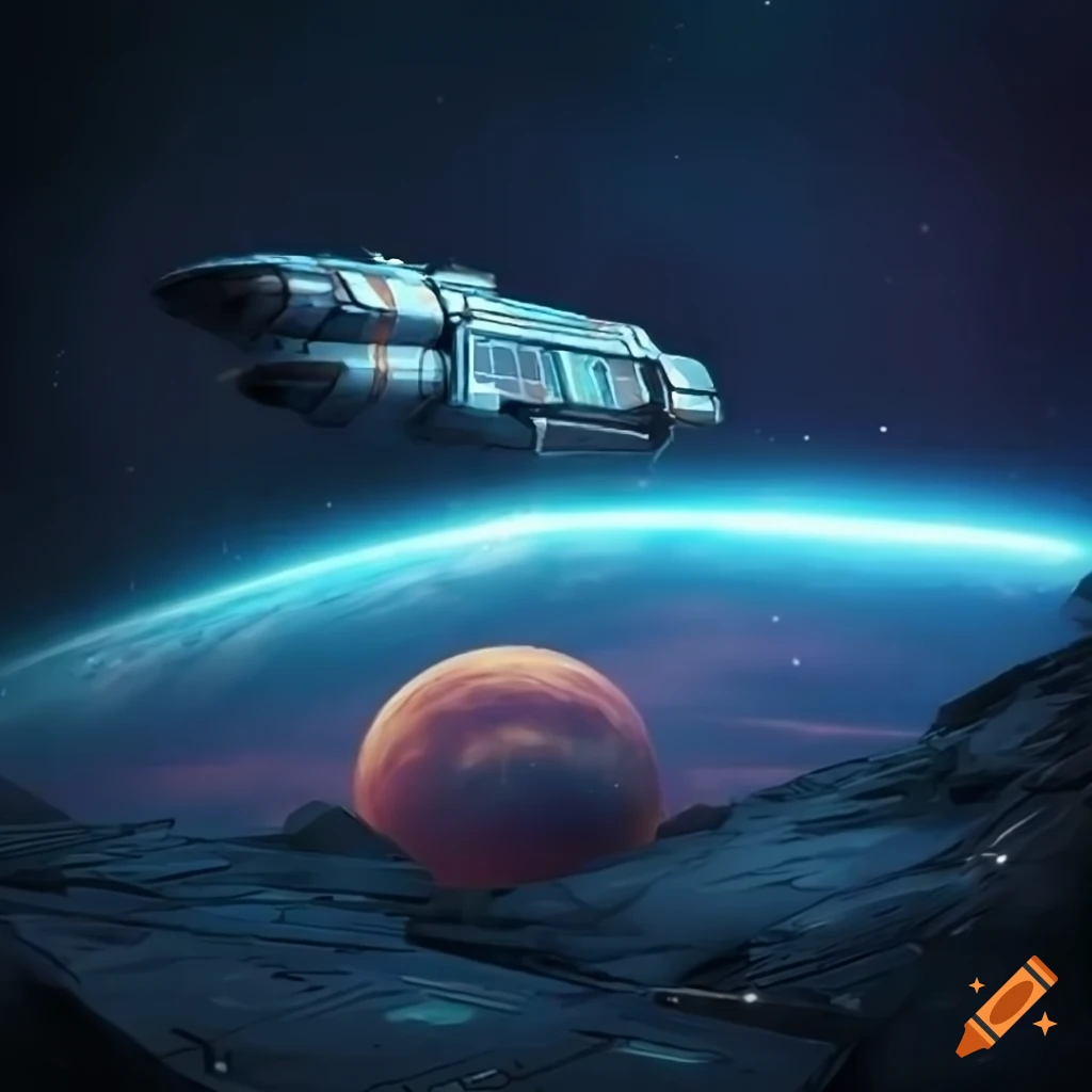 Scifi spaceship in outer space on Craiyon