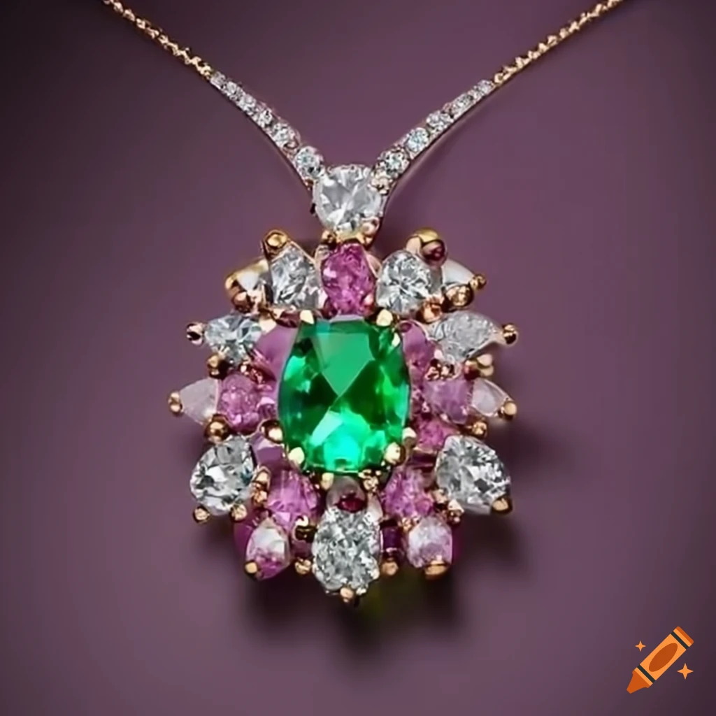 High jewelry design with rubies and emeralds on Craiyon
