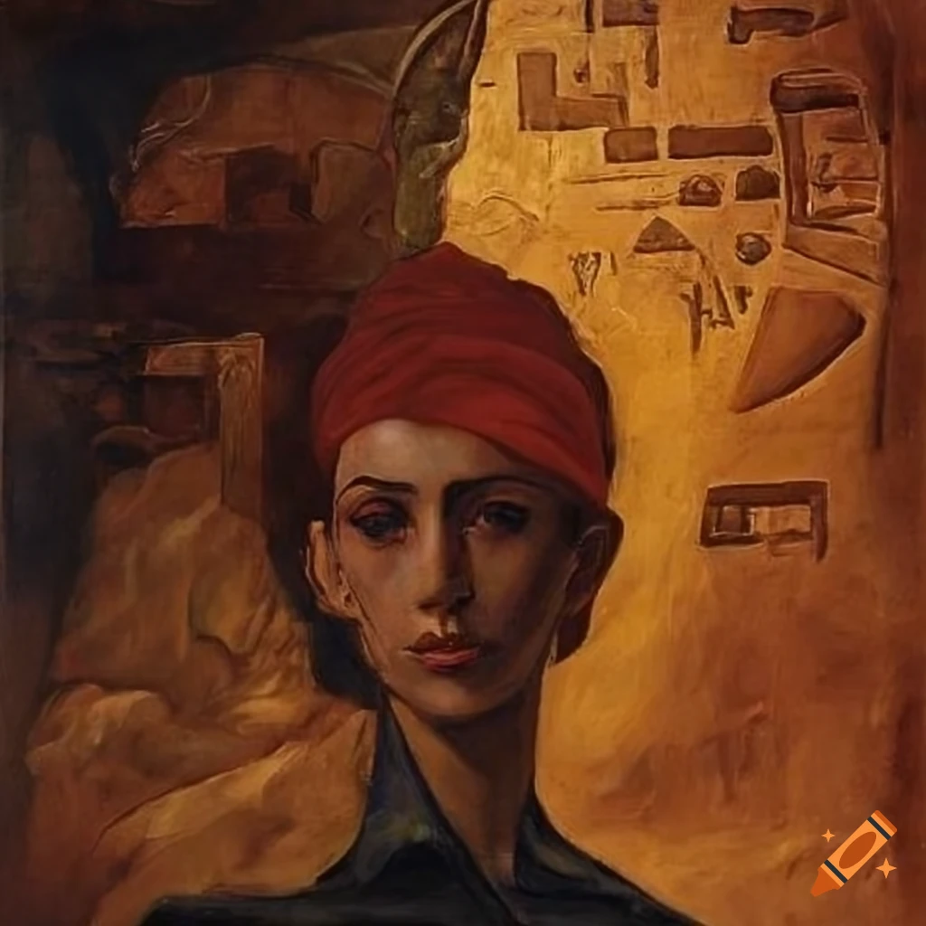 Oil painting depicting hieroglyphs and inscriptions inside an Egyptian ...