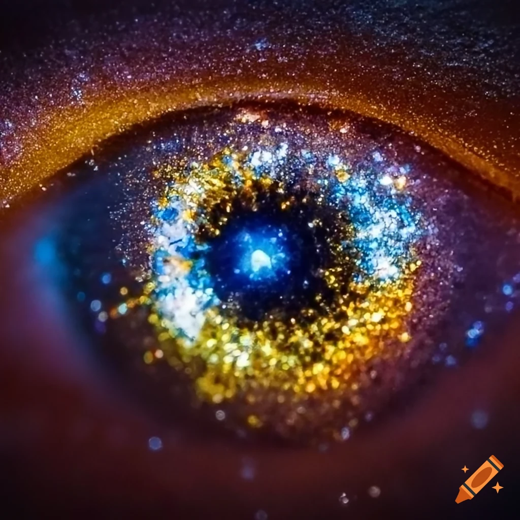 Close-up of a mesmerizing galactic eye makeup on Craiyon