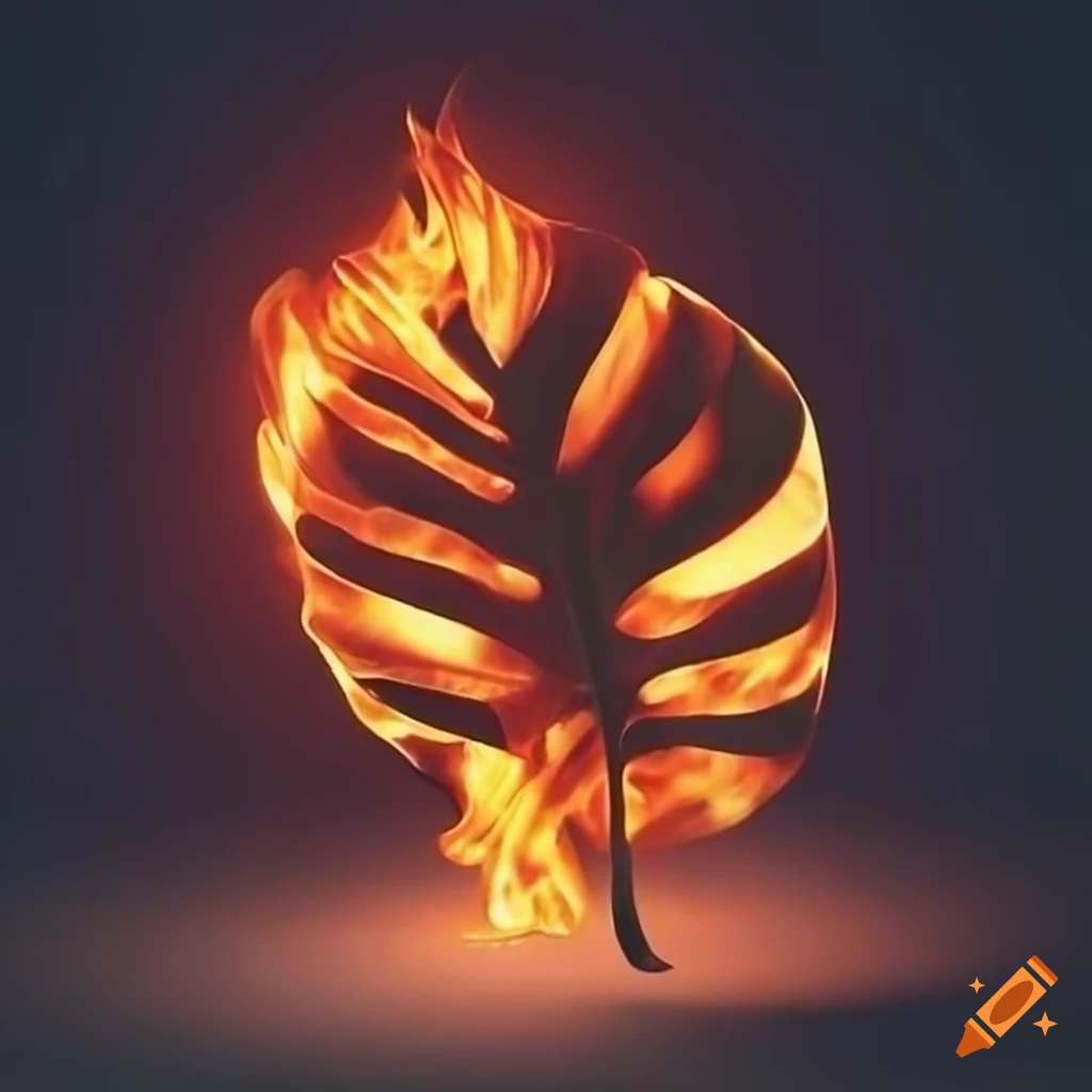 Monstera leaf on fire on Craiyon