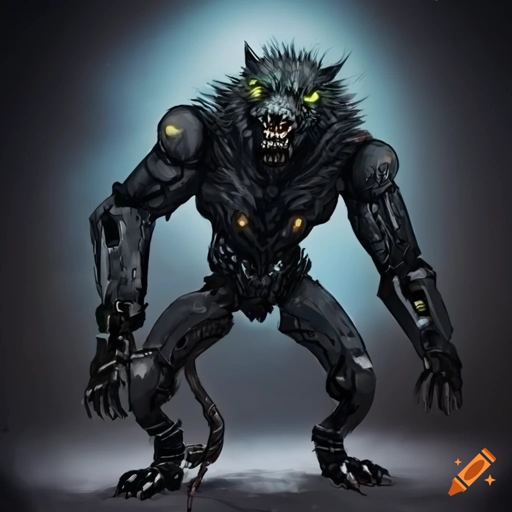 Image of a robotic werewolf on Craiyon