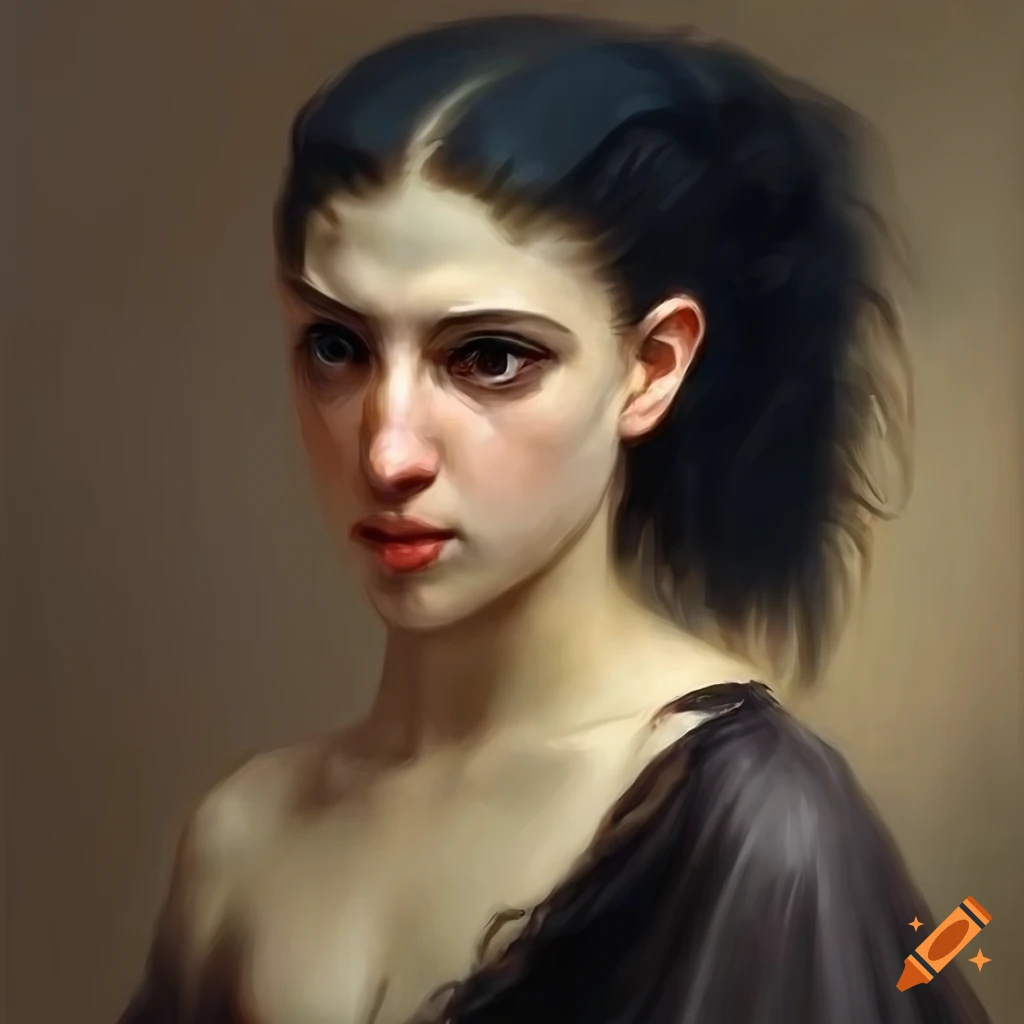 Hyper-realistic oil painting of a mature woman with captivating ...