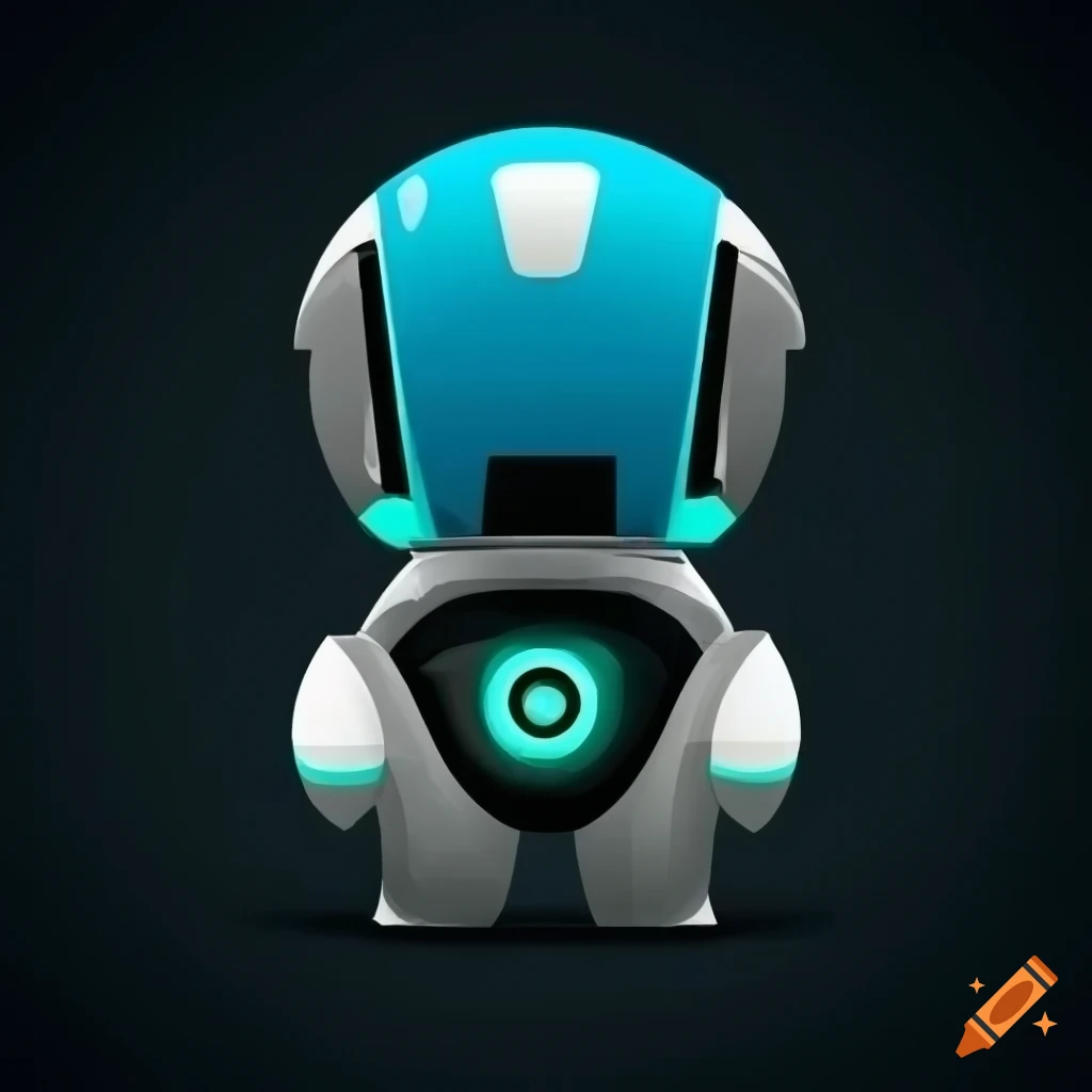 Minimalist game art of a cute futuristic robot
