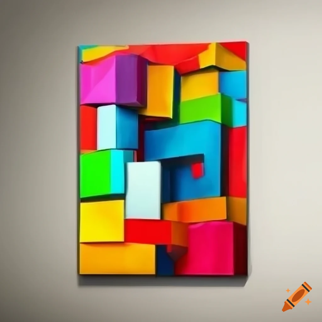 Colorful cubist 3D painting on Craiyon