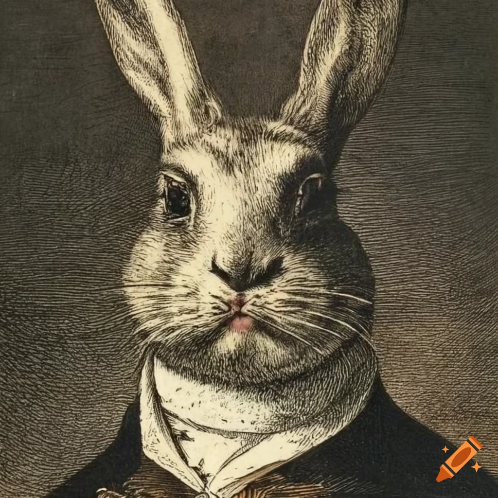 Engraving of a stylish rabbit with sunglasses and a suit on Craiyon