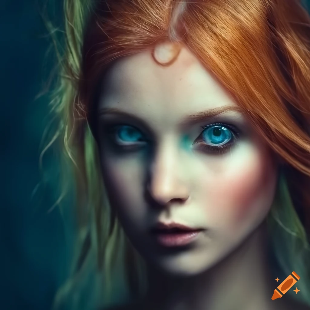 Portrait Of A Young Female Wood Elf With Honey Colored Hair And Emerald