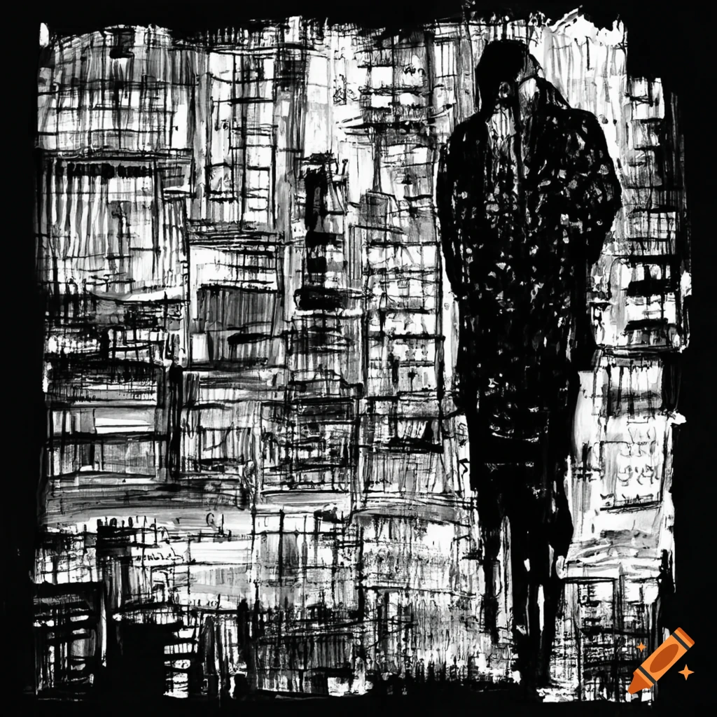 Abstract ink art with a crowd holding up a person