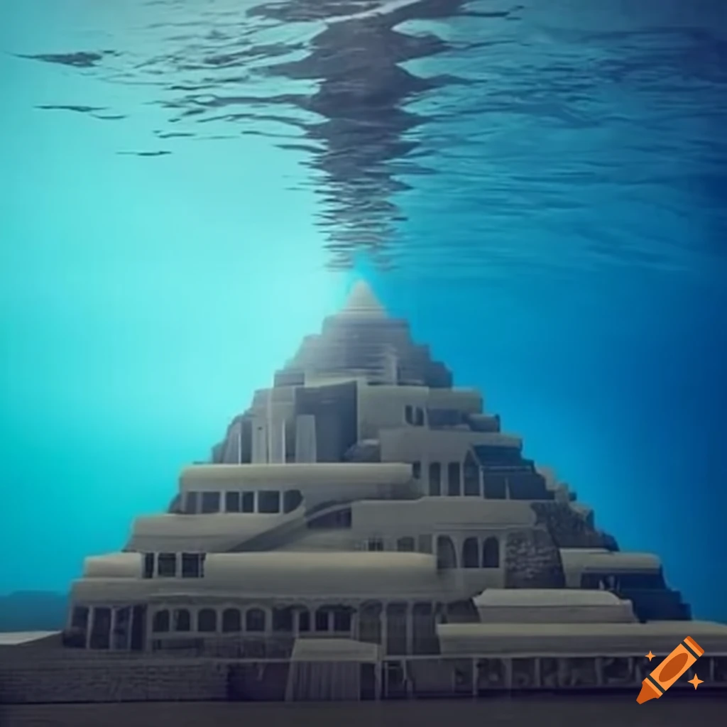 Artistic representation of a step pyramid made of swimming pools on Craiyon