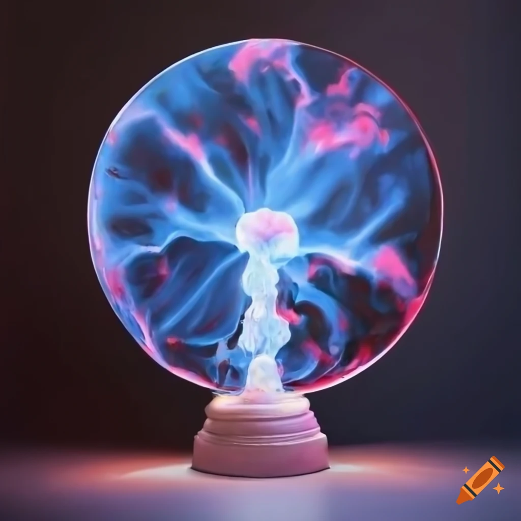Knife palette painting of a white plasma orb on a pedestal on Craiyon