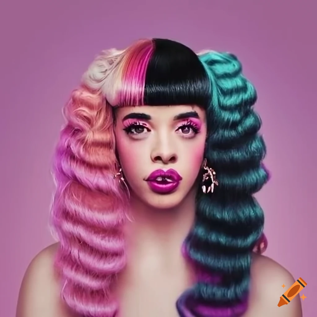 Melanie Martinez-inspired art with black and pink hair on Craiyon