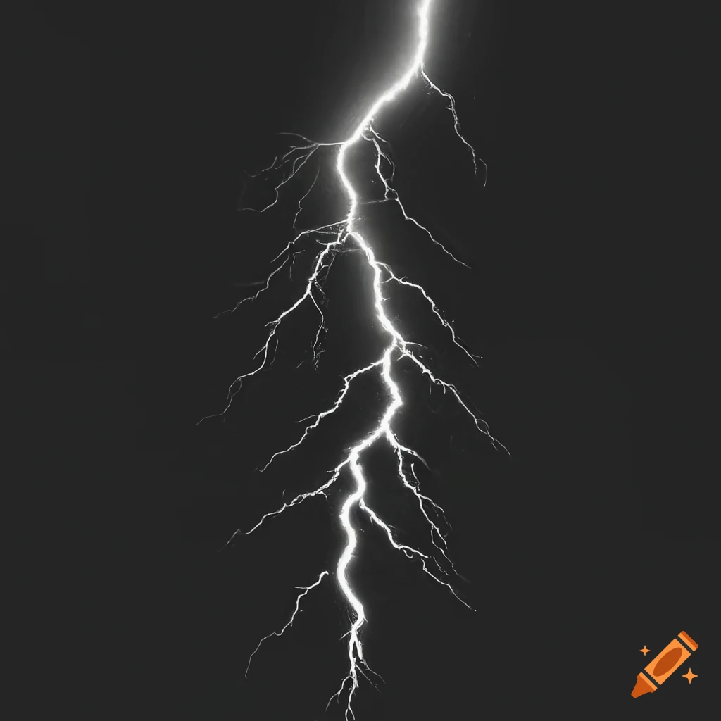 Realistic black and white lightning bolt on Craiyon