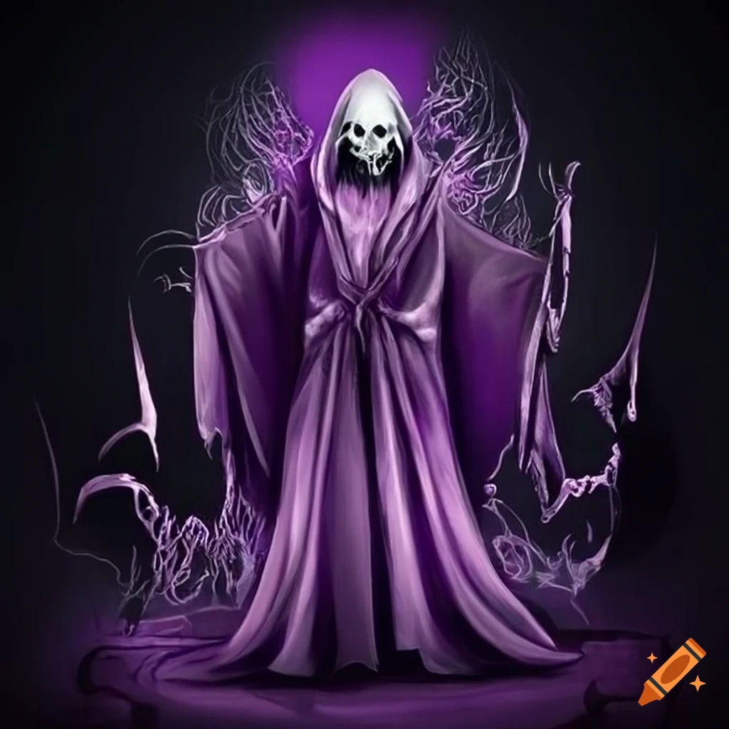 Image of a necromancer in a purple robe on Craiyon