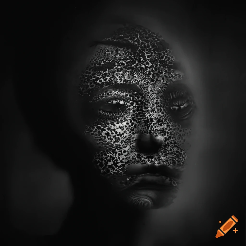 Black and white artwork depicting strange dream memories on Craiyon