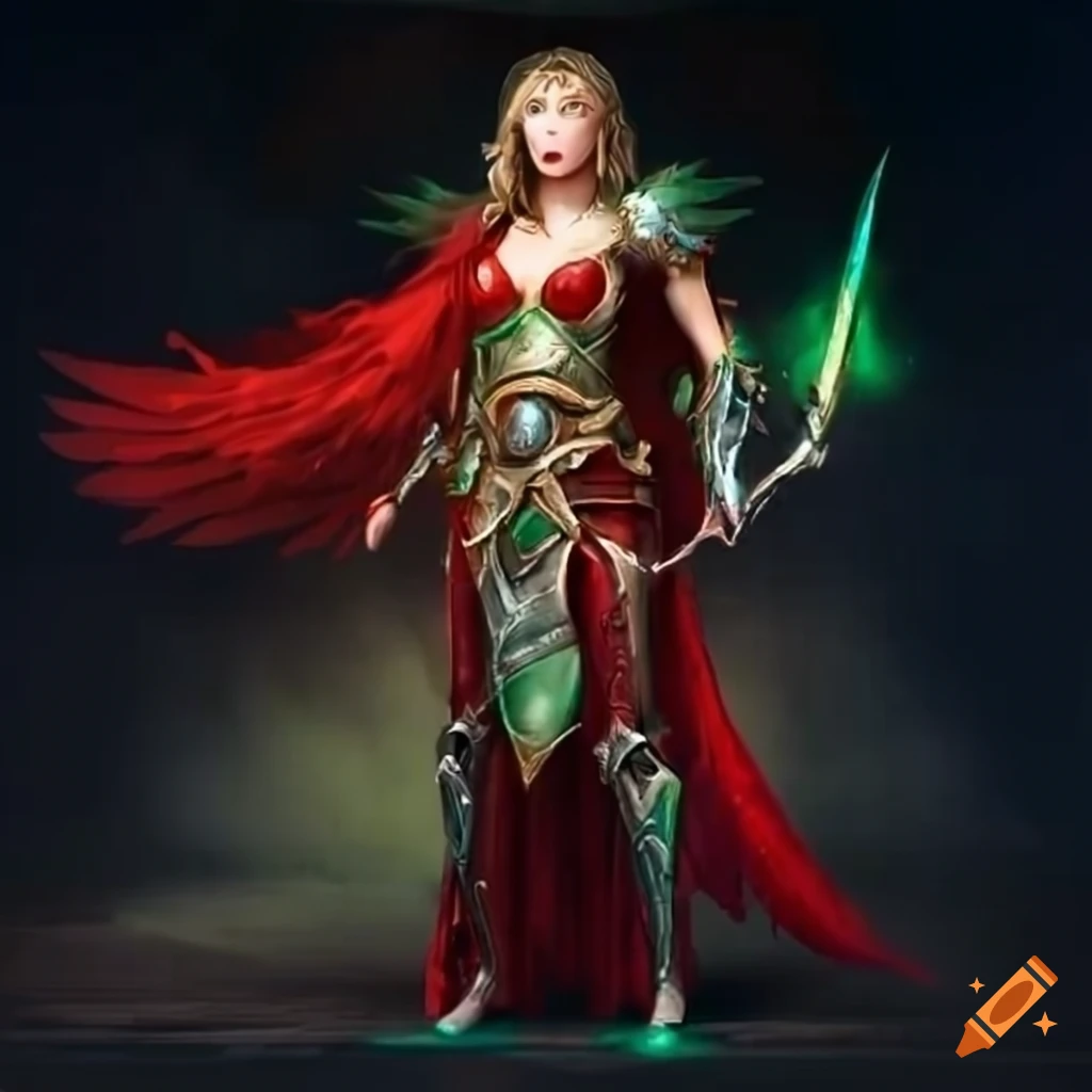 Fantasy illustration of a female angel warrior with icy spear on Craiyon