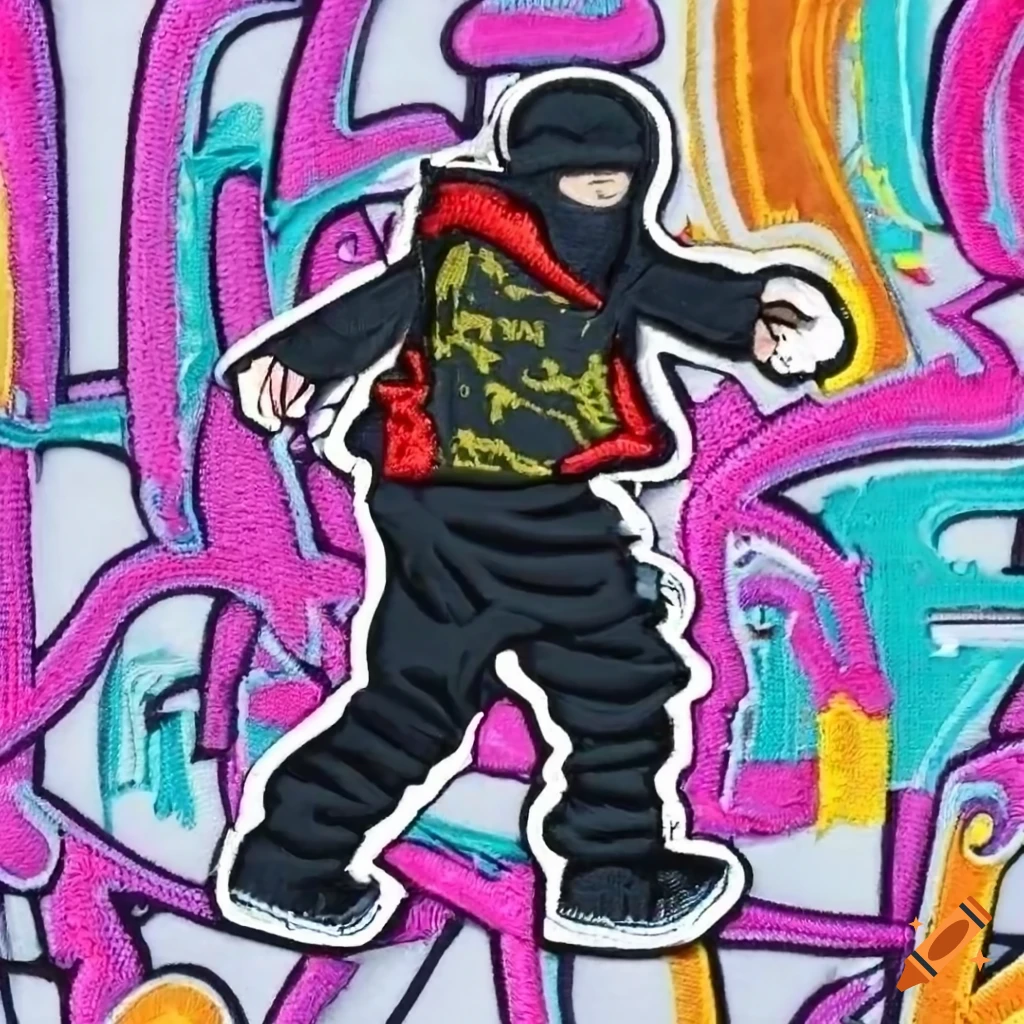 Graffiti style human character in breakdance pose on Craiyon