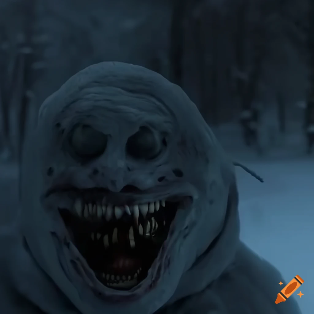 Photo of a scary snow monster in a snowstorm on Craiyon