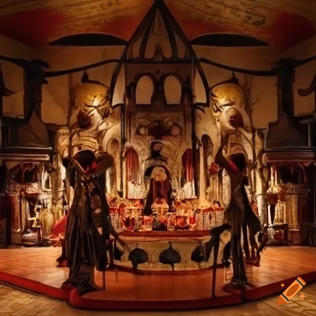 Inside view of Efteling's attraction 'Danse Macabre' on Craiyon
