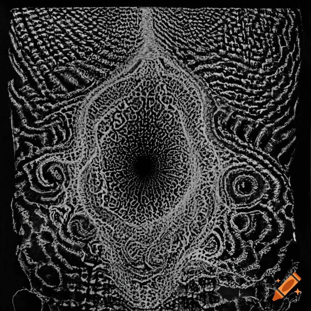 Black and white artwork depicting strange dreams on Craiyon