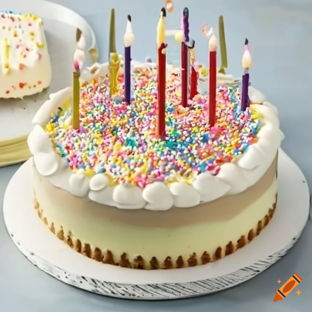 Vanilla birthday cake on Craiyon