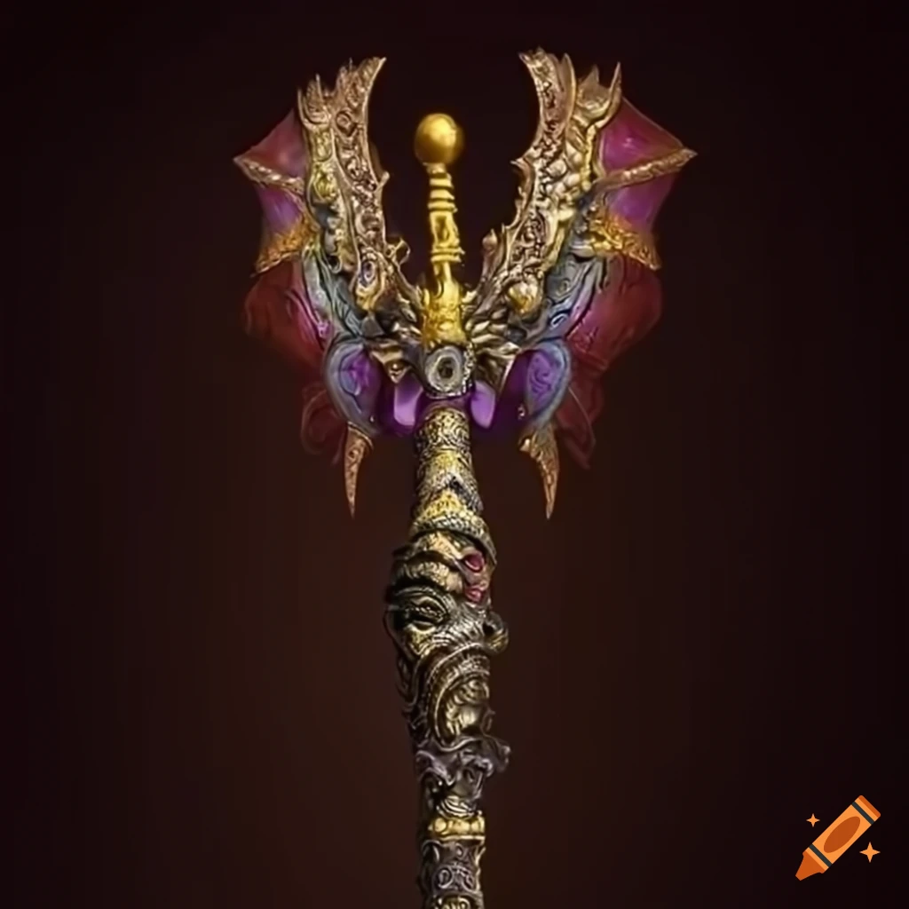 Ornate dragon scepter with intricate design on Craiyon