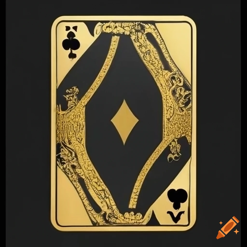 Black and golden Ace card on black background on Craiyon