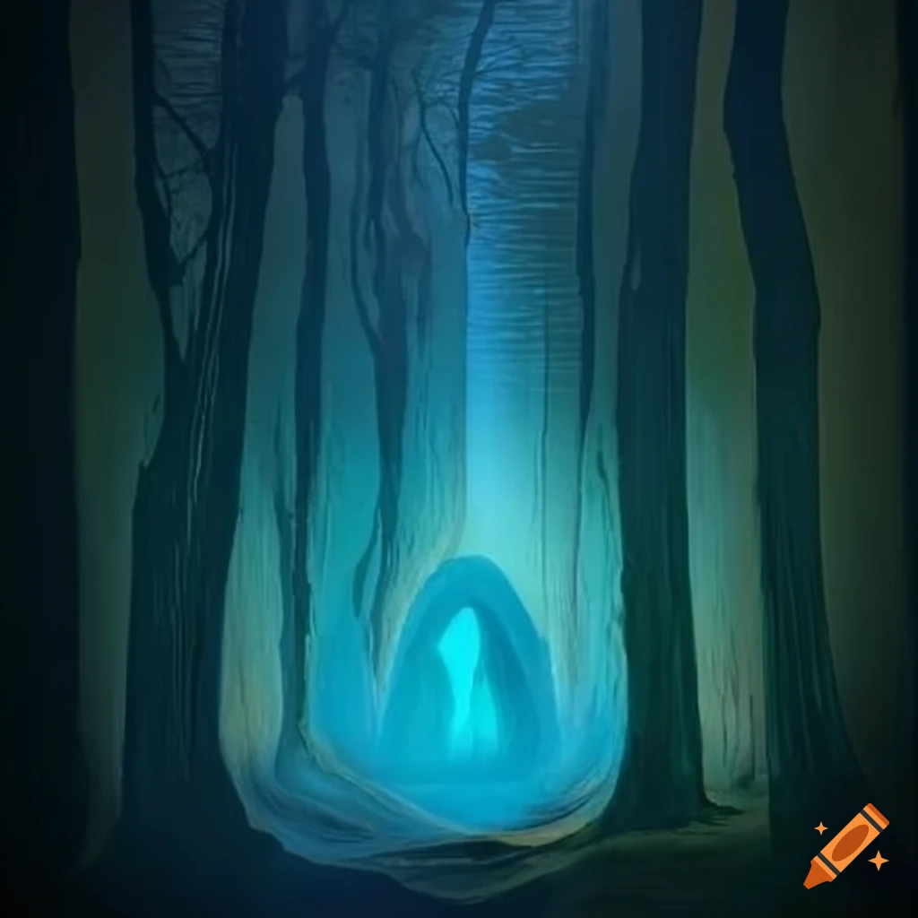 Art of a mysterious hooded figure near a swirling portal on Craiyon