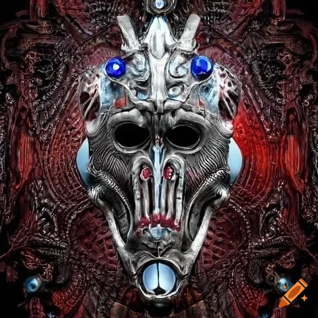Chrome Biomechanical Mandrill steampunk death mask on African ...