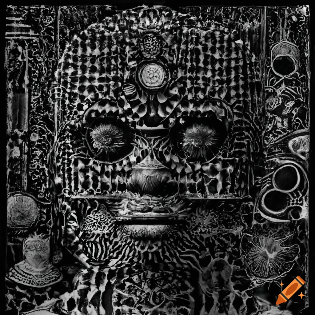 Black and white artwork depicting strange dream memories on Craiyon