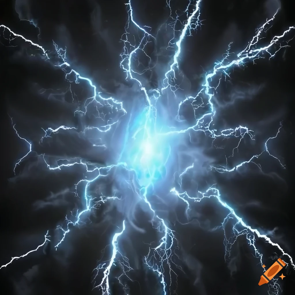 Abstract artwork of white lightning on black background on Craiyon